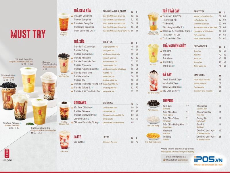Menu Của Gong Cha: Tổng Hợp Chi Tiết Thực Đơn Và Giá Mới Nhất - Hà Nội Đẹp